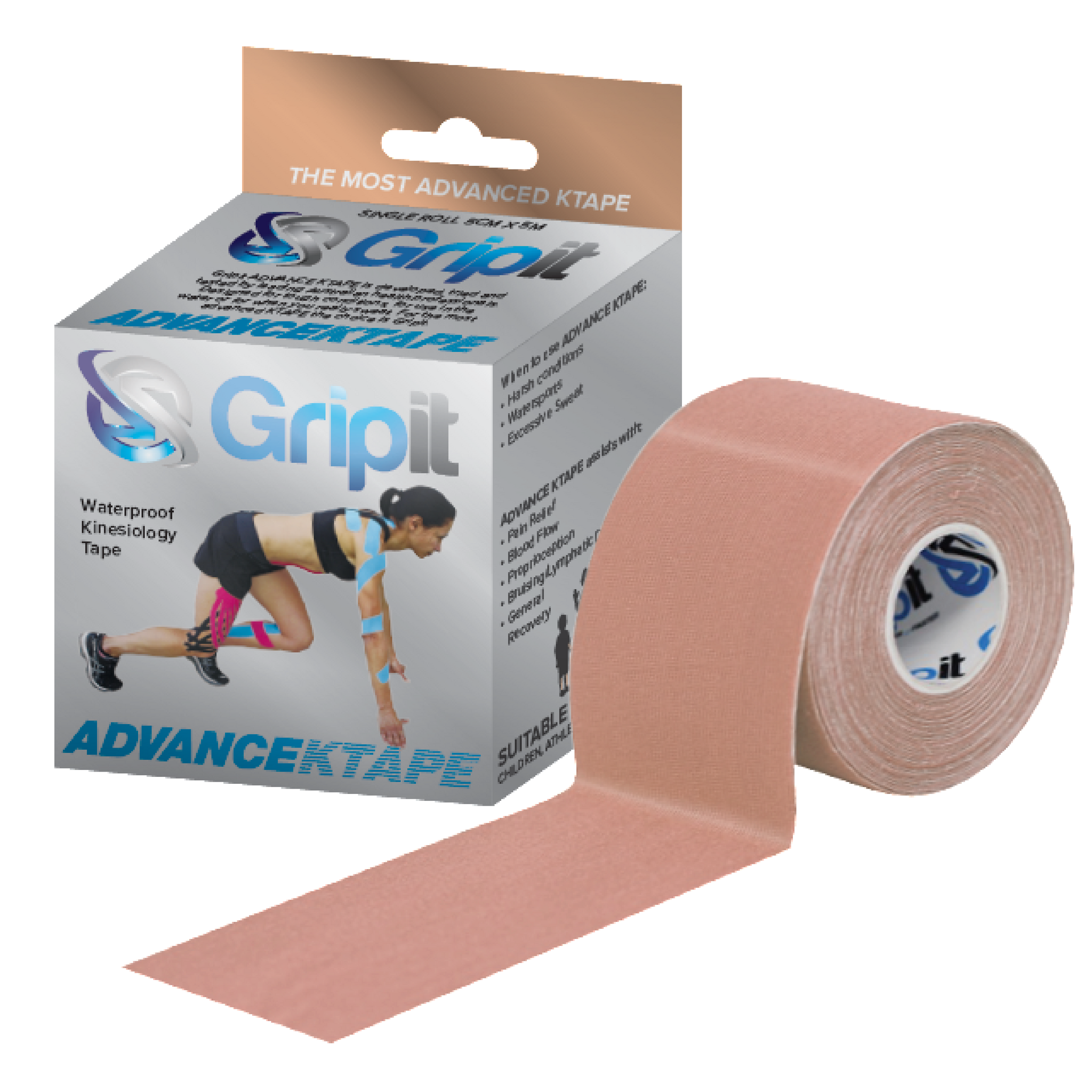 Gripit – Advance Ktape 50mm Tan | Kinesiology Tape | Back To Sport